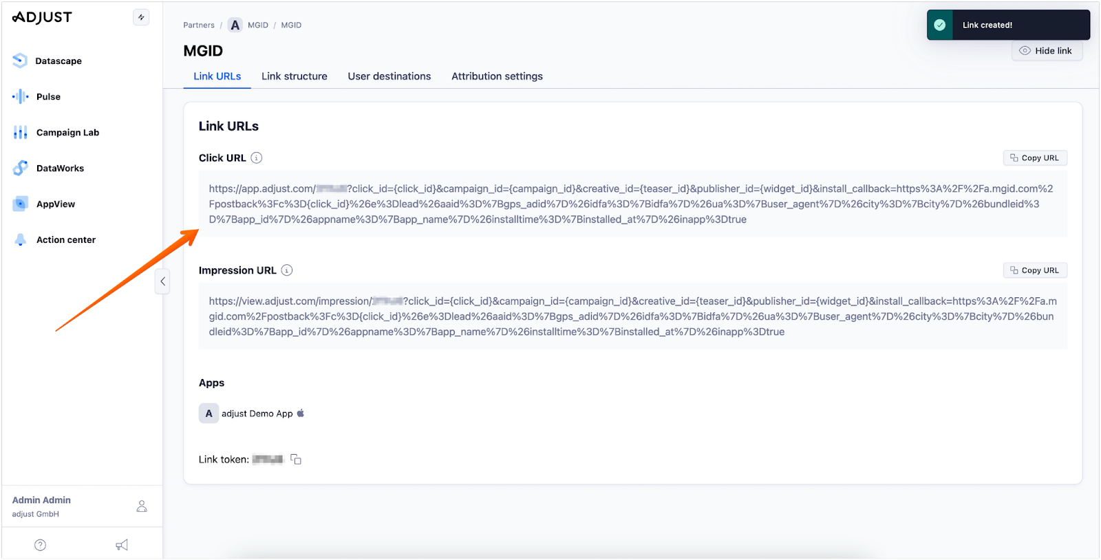 Adjust Tracker Integration in MGID Ads